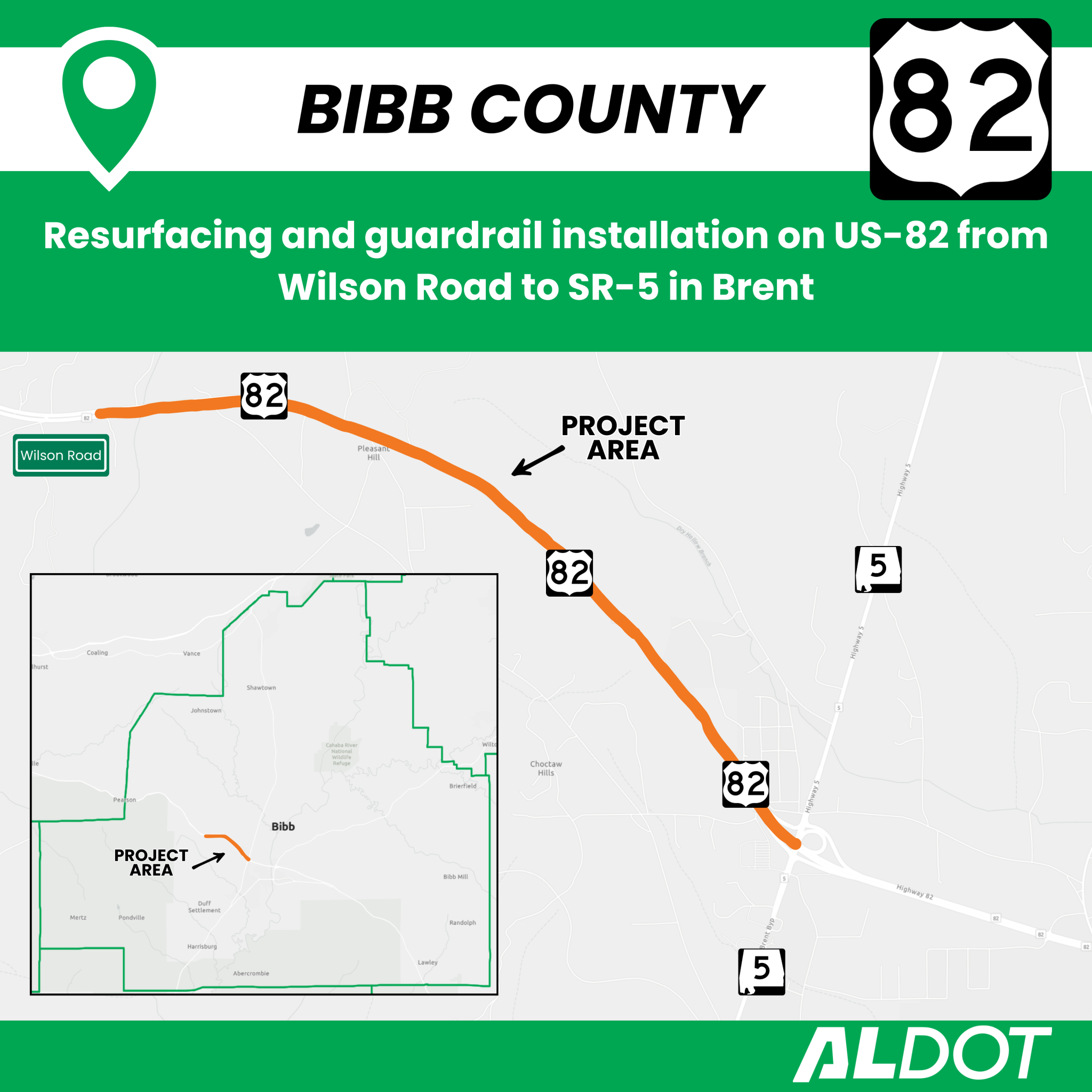 ALDOT to resurface portion of US-82 in Bibb County - ALDOT News Hub