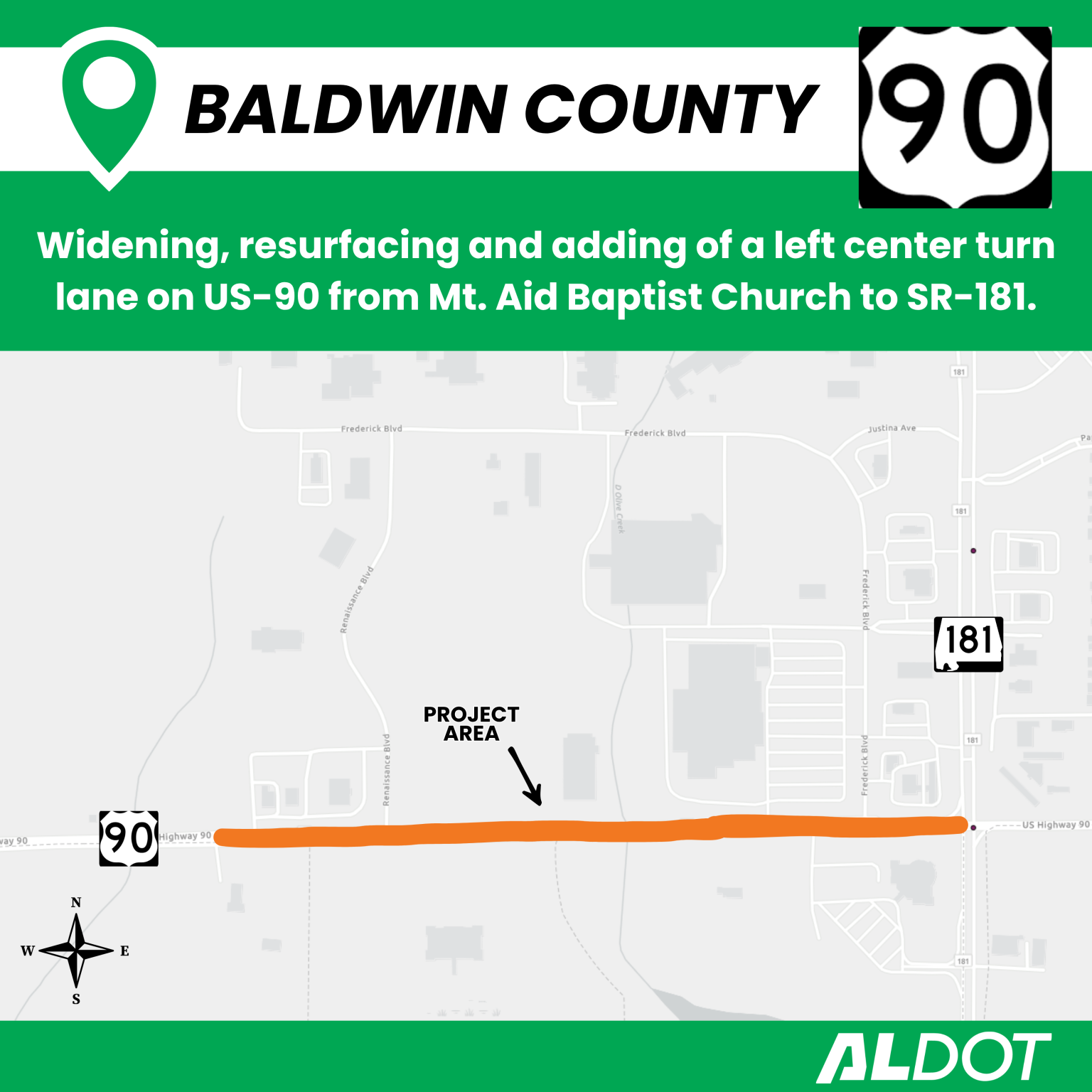 Nighttime Lane Closures Begin on US-90 in Daphne - ALDOT News Hub